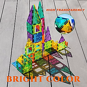 Bmag Magnetic Tiles, 100PCS Magnet Building Blocks for Kids , Stacking Building Set for Boys Girls, STEM Preschool Educational Learning Construction Toy with 2 Cars