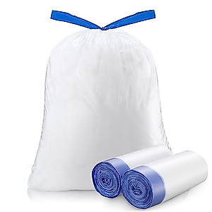 2.6 Gallons Small Trash Bags Strong Drawstring Garbage Bags 60 Count for Trash Cans Office Living Room Kitchen and Bathroom - Thickened Unscented