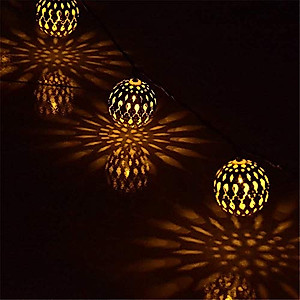 WESSD Solar Powered String LED Globe String Lights, Outdoor Starry Lights, Moroccan Fairy Lights, Backyard Lamp for Home, Garden, Party, Festival Decoration