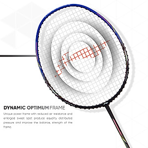 Li-Ning Air Force 77 G2 Carbon Fibre Strung Badminton Racket with Free Full Cover(Black/Blue,Set of 1)