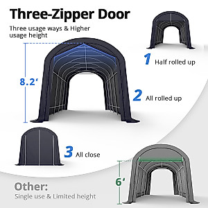 KING BIRD 12' x 20' Heavy Duty Anti-Snow Carport for SUV, Full-Size Truck and Boat, Round Style Outdoor Car Canopy Boat Shelter with Reinforced Ground Bars