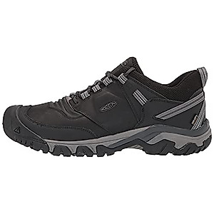 KEEN Men's Ridge Flex Low Height Waterproof Hiking Boots, Black/Magnet, 12