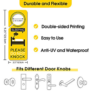 4 Pack Shh Baby Sleeping Door Sign, Dont Ring Doorbell Sign Baby Sleeping Sukh Do Not Knock Or Ring Doorbell Sign PVC Plastic