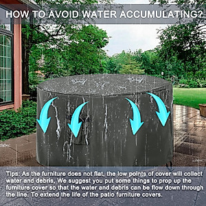 ABCCANOPY Table Cover Round Table Cover Outdoor Furniture Cover Furniture Waterproof and Dustproof Windproof Tear Resistance UV Resistance Universal Furniture Table Cover 76Dx28 Inches Grey