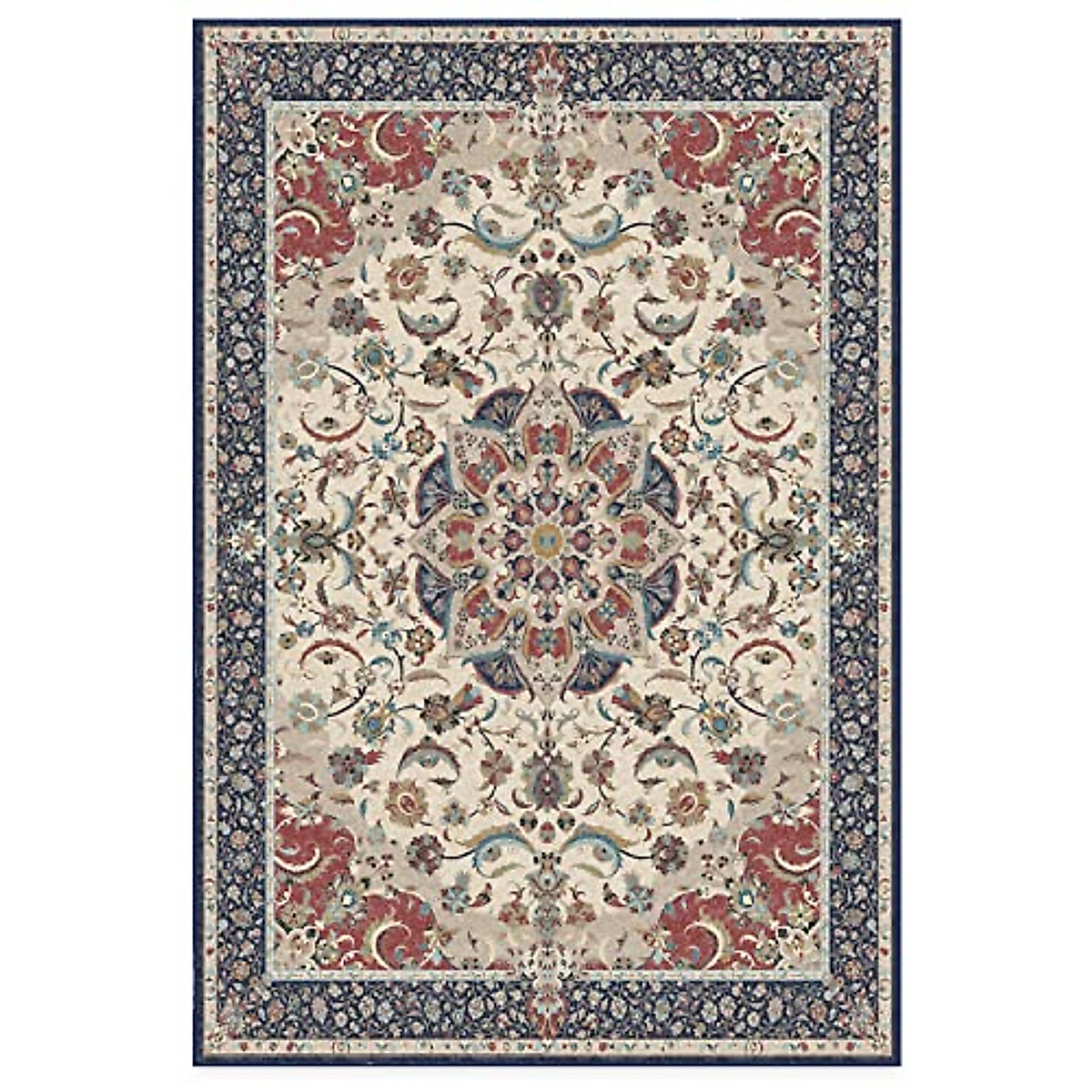 RUGGABLE Sima Washable Rug - Perfect Vintage Area Rug for Living Room Bedroom Kitchen - Pet & Child Friendly - Stain & Water Resistant - Royal Blue 6'x9' (Standard Pad)