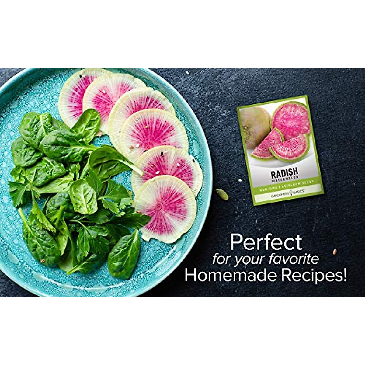 Watermelon Radish Seeds for Planting - Heirloom, Non-GMO Vegetable Seed - 2 Grams of Seeds Great for Outdoor Spring, Winter and Fall Gardening by Gardeners Basics