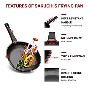Nonstick Pots and Pans Set,Black Induction Cookware Sets, 6 Pcs Nonstick Frying Pan(PFOS, PFOA Free)