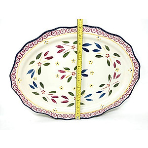 Temp-tations Ovenware Set of 2 Platters: 18inch x 13inch and 12inch x 8.75inch, Ceramic EW-G (Old World Green), 18inch and 12inch