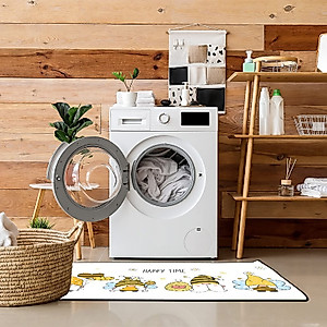 TsyTma Yellow Bee Gnomes Kitchen Rug Hello Spring Floor Mats Washable Non-Slip Bathroom Rug Runner Laundry Room Home Decor 39x20 Inch