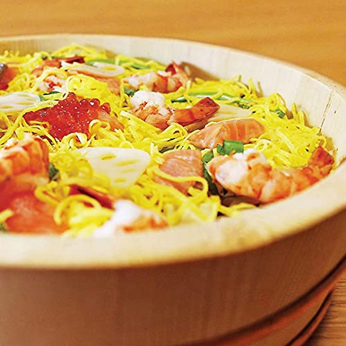 TIKUSAN Wooden Hangiri Sushi Rice Mixing Tub Copper Band Made in Japan Made of Sawara Cypress Sushi Rice Bowl Sushi Oke (10.6" (27cm))