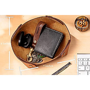 Alta Andina Large Leather Travel Valet Tray | Vegetable Tanned Leather Catchall | Collapsable, Unfolds Flat | Nightstand & Dresser Organizer for Women & Men (Brown – Miel)