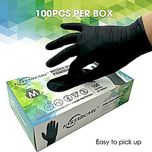 HYSTARCARE Disposable Nitrile Gloves, Small 100pcs, Black, Latex Free, Powder Free, Silicone Free, Textured, 3.5MIL, For Food Processing, Household Cleaning