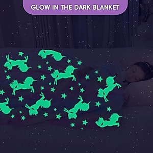 Unicorn Blanket Glow in The Dark Unicorn Throw Blanket Gifts for Girls 4-6 6-8 8-12 Super Soft Glow in The Dark Unicorn Baby Blanket Gifts for Girls Birthday 50''x60''