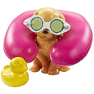 Barbie Spa Doll Toy Set with Puppy & 9 Accessories Including Neck Pillow, Rubber Duck & Cucumber Eye Masks, Blonde Doll