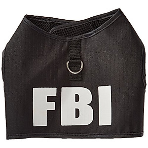 SMALLLEE_Lucky_Store Pet Clothes for Small Dog Cat FBI Vest Harness Leash Set Mesh Padded Black M