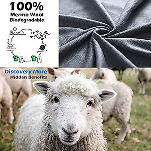 Merino Protect 100% Merino Wool Base Layer Mens Long Sleeve T-Shirt Thermal Underwear Odor Resistance for Hiking Hunting Gray