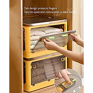 TERGOO 2Pack 28L Plastic Storage Bins with Wheels, Five Doors Stackable Storage Bins, Toy Organizer Container, Plastic Bin Box for Organization, Storage Cabinet (Blue)