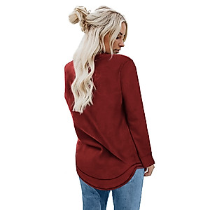 Dofaoo Christmas Sweatshirts for Women Crewneck Long Sleeve Plus Size Tops Oversized Pullover Red XL