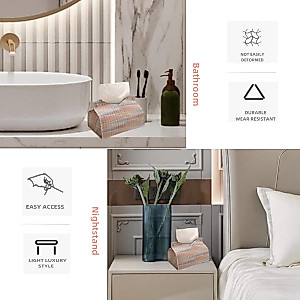 Tissue Box Cover, Rectangular PU Leather Weave Texture Napkin Paper towel Holder with Decor & Storage for Living Room, Dinner Tables, Countertops, Nightstands, Bathroom, Office, Hotel, Car and Outdoor