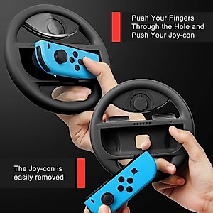 Grip for Switch Controller - 4 Pack Racing Steering Wheel Switch Controller Game Grip Handle Kit Fit for Switch Joycon Controllers (Black)