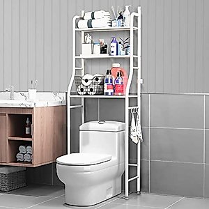 JOCHER 3-Tier Over The Toilet Storage Rack,Bathroom Shelf Organizer Over Toilet Storage,Above Toilet Storage Rack,Space Saver,Easy to Assemble,Fit Most Toilets,25.4" W x 9.85" D x 60" H(White)