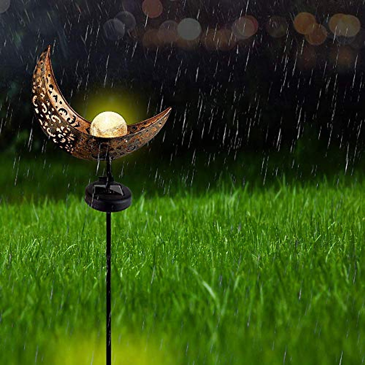Luxiya Landscape Path Lights Solar Yard Lights Outdoor Decorative Moon Light Garden Solar Light