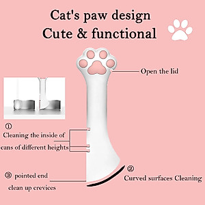 DORUI 3 Pcs Pet Food Can Lids & One Can Spoon | Cute Paw Shape Opener Spatula Cat Wet Food Spoon | Universal BPA Free Silicone Can Spoon & Covers for Dog Cat Cans(Pink)