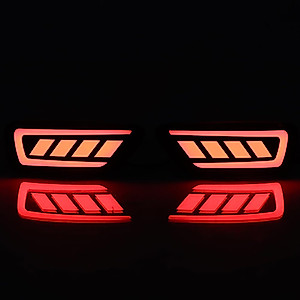 ECAHAYAKU Compatible With Jeep Compass 2011-2016,Jeep Grand Cherokee 2011-2021,Dodge Journey 2011-2017, LED Bumper Light Brake Light Rear Fog Lamp Dynamic Turn Signal Reflector