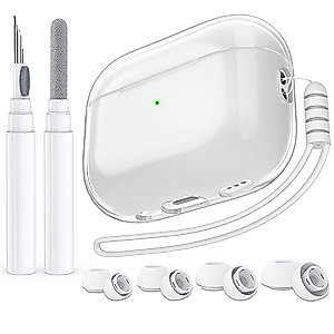 GOKIMAE for AirPods Pro 2nd Generation Case Clear (2022) with Replacement Eartips (XS,S,M,L) and AirPod Cleaner kit,Soft TPU AirPods Pro 2 Transparent Case (Clear Crystal)