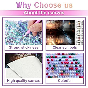 Diamond Painting Kits for Adults,Beautiful Cat Wizard 5D DIY Diamond Art Kits Full Drill Diamond for Gift Wall Decor Gem Arts Cute Cat 8 * 12inch