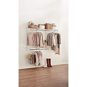 Rubbermaid Configurations Classic Closet Kit, White, 3-6 Ft., Wire Shelving Kit with Expandable Shelving and Telescoping Rods, Custom Closet Organization System, Easy Installation