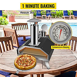 VEVOR Portable Pizza Oven, 12" Pellet Pizza Oven, Stainless Steel Pizza Oven Outdoor, Wood Burning Pizza Oven w/Foldable Feet Portable Wood Oven w/Complete Accessories & Pizza Bag for Outdoor Cooking