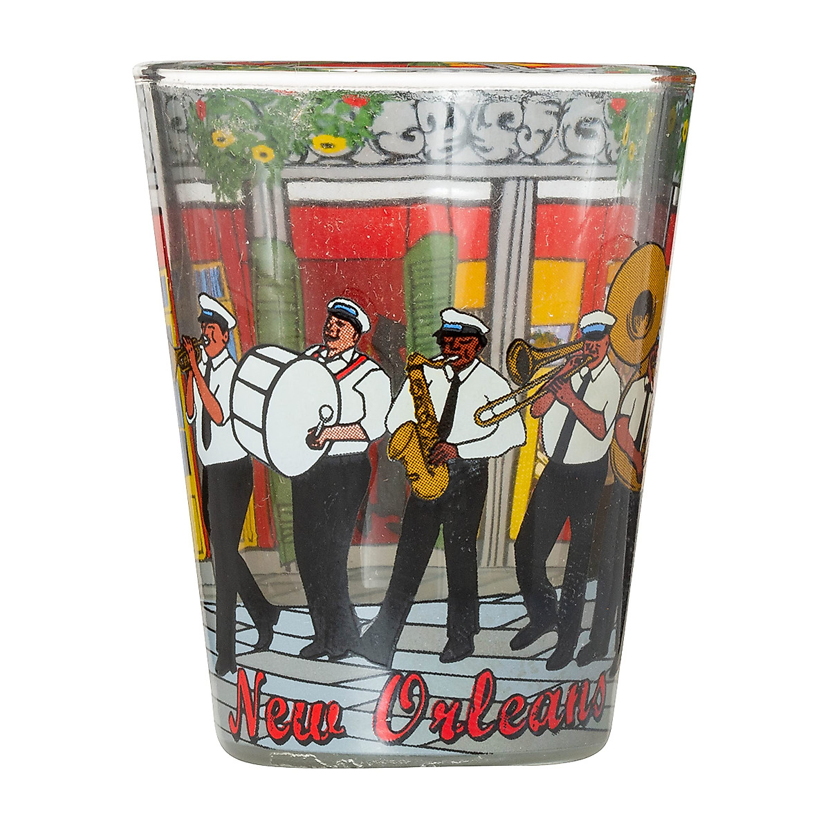 Artisan Owl New Orleans Jazz Brass Band Full Wrap Souvenir Shot Glass