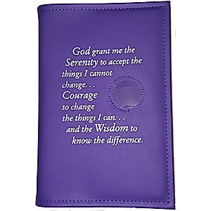 Culver Enterprises Alcoholics Anonymous AA Big Book Cover Serenity Prayer Medallion Holder Purple Orchid
