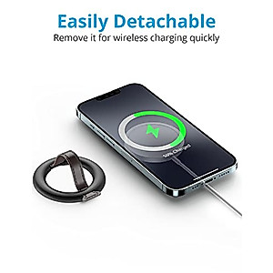 SUPMEGA Magnetic Phone Grip for MagSafe, Magnetic Phone Ring Holder with Leather Finger Grip and Stand, only for iPhone 14 Pro Max, 14 Plus, 14 Pro, 14, 13 Pro Max, 13 Pro, 13, 12 Pro, 12