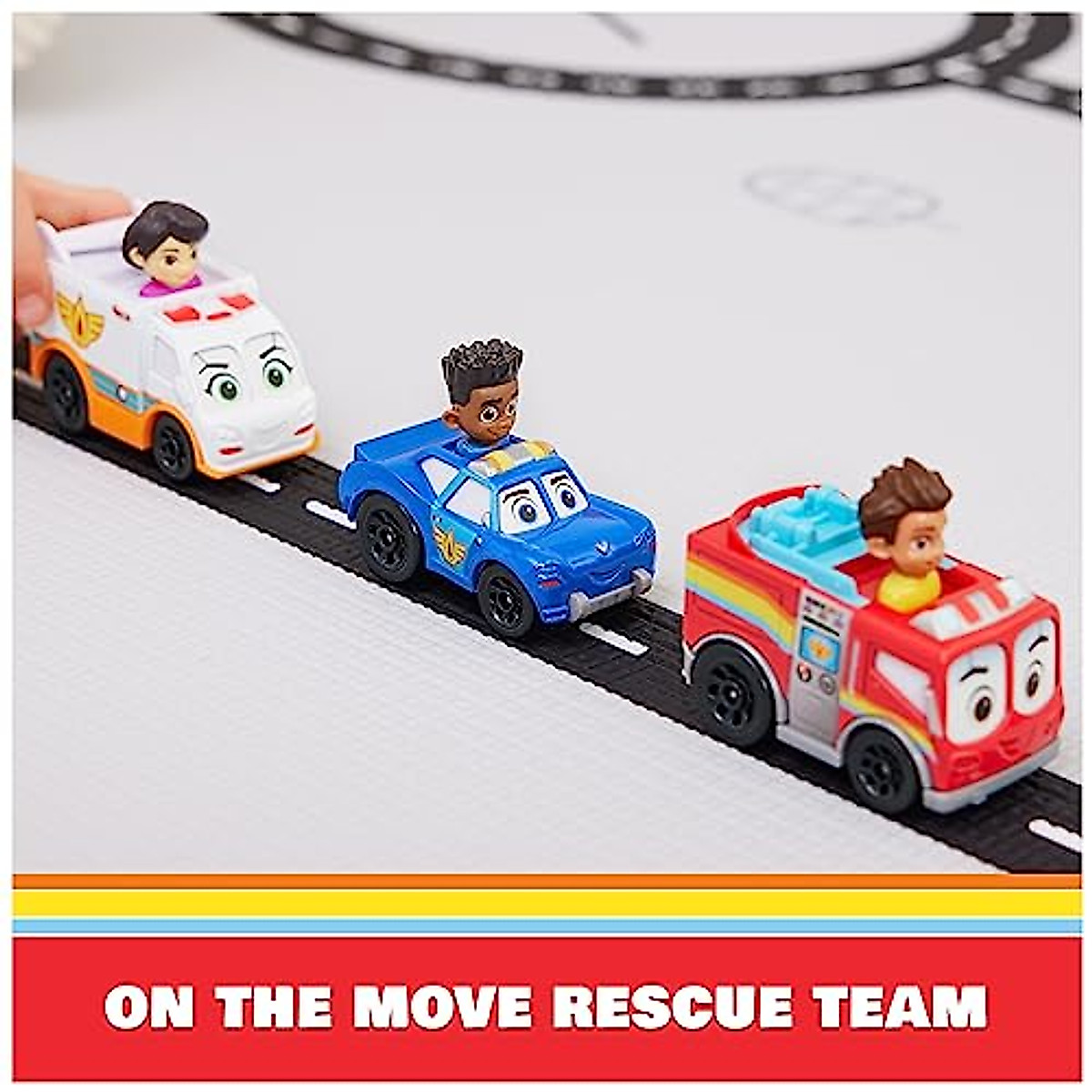 Disney Junior Firebuds, On The Move Rescue Team, 3 PK Diecast Metal Toy Car: Firetruck, Ambulance, and Police Car Kids Toys for Boys and Girls Ages 3+