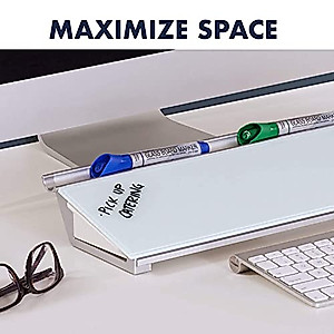 Quartet Glass Desktop Computer Pad, 18" x 6", Whiteboard, Dry Erase Surface, Clean Erase, Includes 1 Dry Erase Marker, White Surface (GDP186)