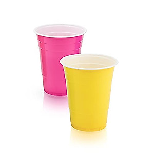 True Bright Party Cups, Disposable Cups, Drink Cups for Cocktails and Beer, 16 Ounce Capacity, Plastic, Multicolor, Set of 24