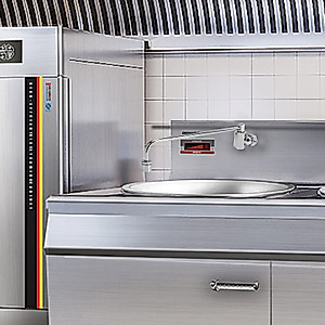 Swing Spout Brass Wok Range Faucet, Commercial Grade Wall Mounted Kitchen Sink Faucet with 12" Swivel Spout