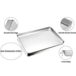 TeamFar Baking Sheet with Rack Set of 8, Cookie Sheet Baking Pans Stainless Steel Bakeware with Cooling Rack Set, Non Toxic & Healthy, Mirror Finish & Rust Free, Easy Clean & Dishwasher Safe