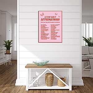 Lianxiaw Daily Affirmations Pink posters for room aesthetic，Trendy prints positive wall deco Vintage red butterfly poster.（12x16in Unframed）
