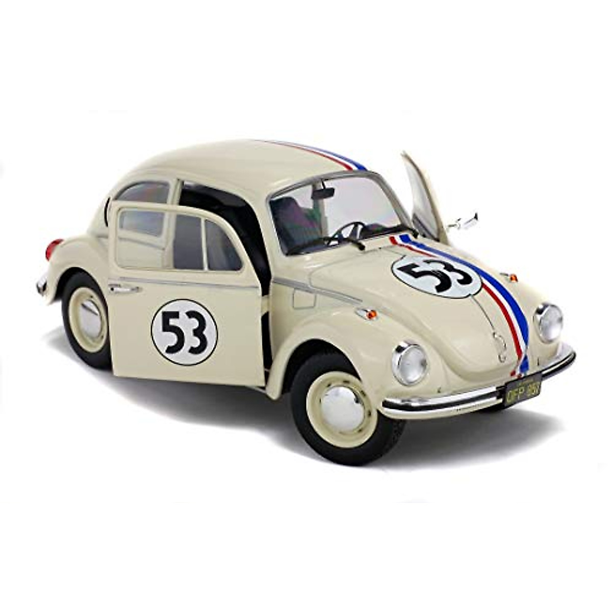 Solido 421184040 1:18 VW Käfer 1973 Volkswagen Beetle 1303 Racer 53" Die-Cast Model, Beige, Scale