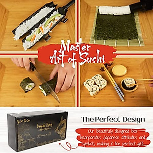 Sushi Making Kit - Premium Kanpeki Living 22 Piece Sushi Set With Chef Knife, Bamboo Mat, Bazooka Roller, Rice Mold Rice Paddle and Spreader Chopsticks eBook DIY Sushi Maker Kit for Beginners and Pros