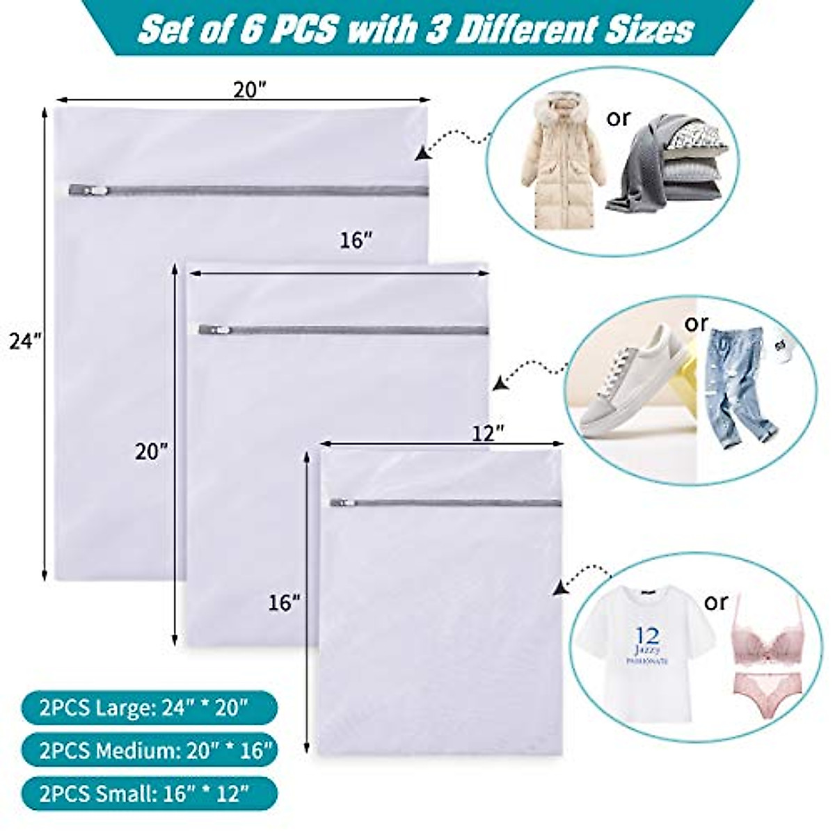 2PCS, Premium Fine Mesh Laundry Bags (1L+1M). To Prevent Wrinkling, Tweaking, Twine, Reduce Abrasion, Protect Delicates, Store and Pack Luggage. For Underwear, Bra, Pantyhose, Socks Machine Wash.