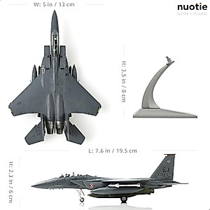 NUOTIE Classic American Eagle F-15E Twin-Engine Fighter Pre-Build Model Kits 1:100 Aircraft Alloy Diecast Airplane Military Display Model Aircraft for Collection or Gift