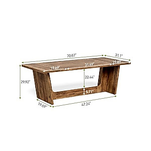 1Easylife 70.87 Inches Long Executive Desk, Brown Wooden Office Computer Desk, Industrial Simple Desk Study Writing Table, Large Workstation Business Furniture for Home Office