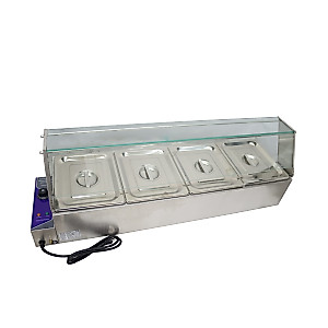 INTBUYING 4 pan Food Warmer Steam Table Kitchen Machine Bath Warmer Breakfast Supply