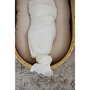 Marlowe & Co Premium Knit Viscose from Bamboo Swaddle Blanket, 47in x 47in (Cloud White)