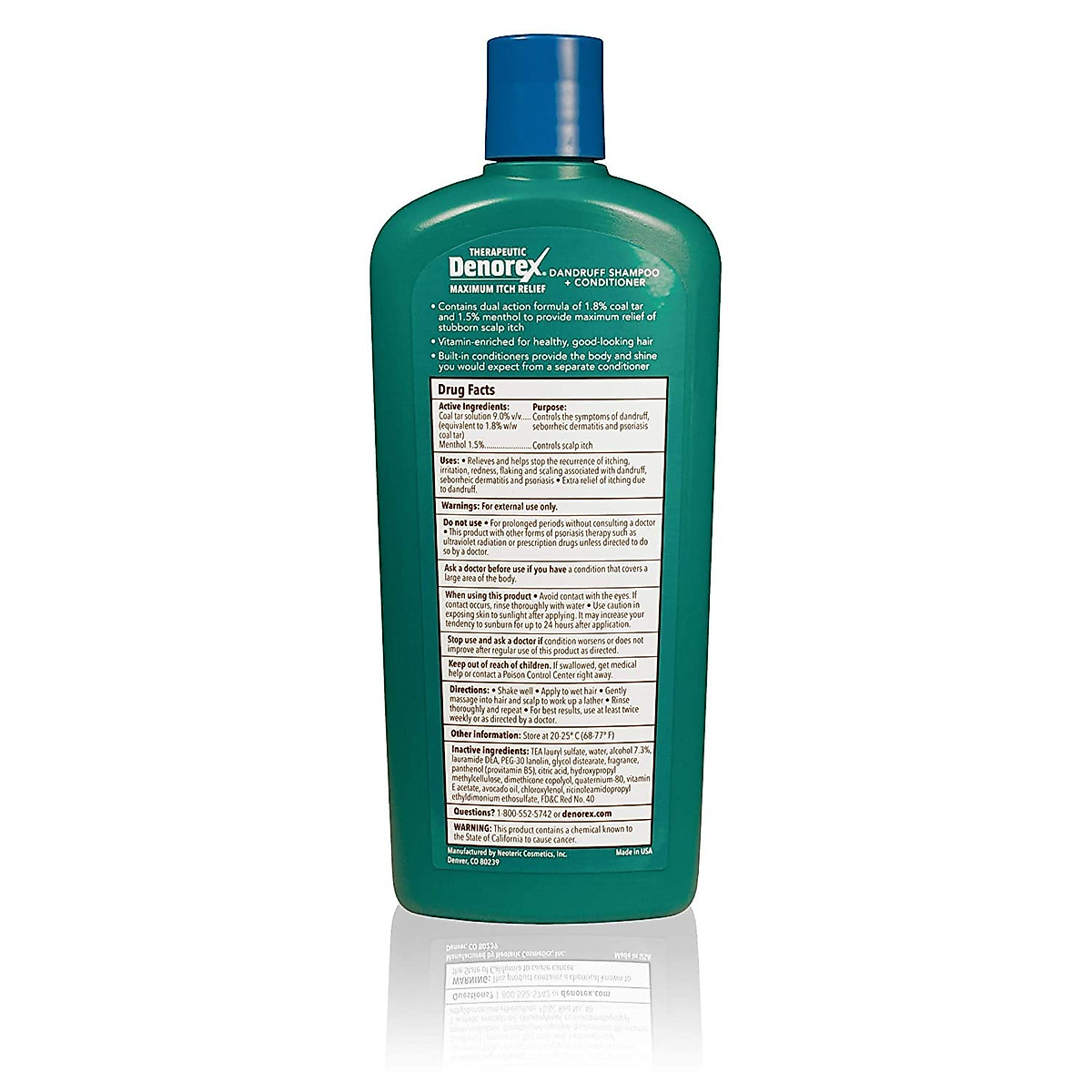 Denorex Dandruff Shampoo + Conditioner Maximum Itch Relief, 10 fl oz (Pack of 6)