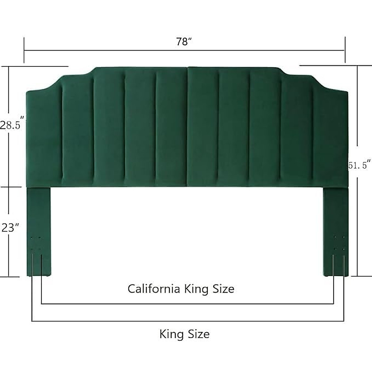 24KF Modern Velvet Upholstered King/Cal King Headboard, Tufted Headboard for King/Cal King Bed, Modern Vertical Channel Design with Curved Tufted King Head Board-Jade